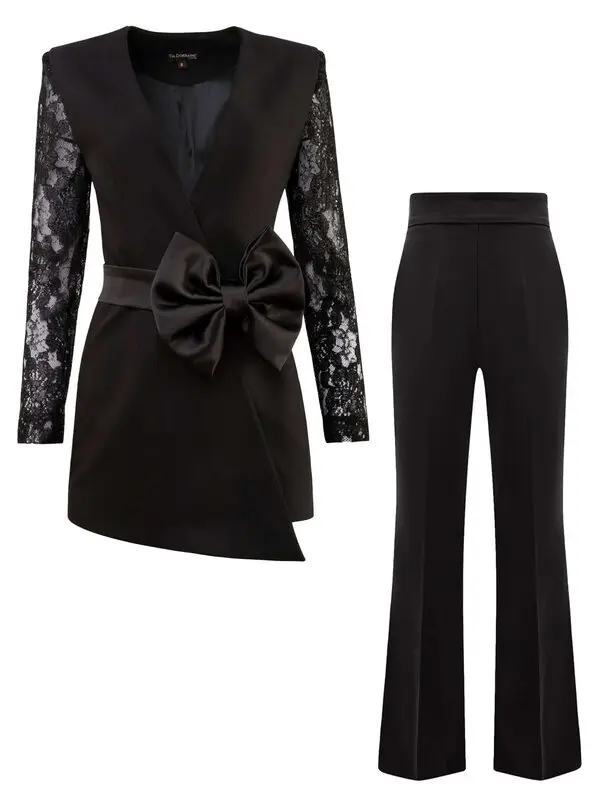 TIA DORRAINE Blazer With Flared Trousers - Black