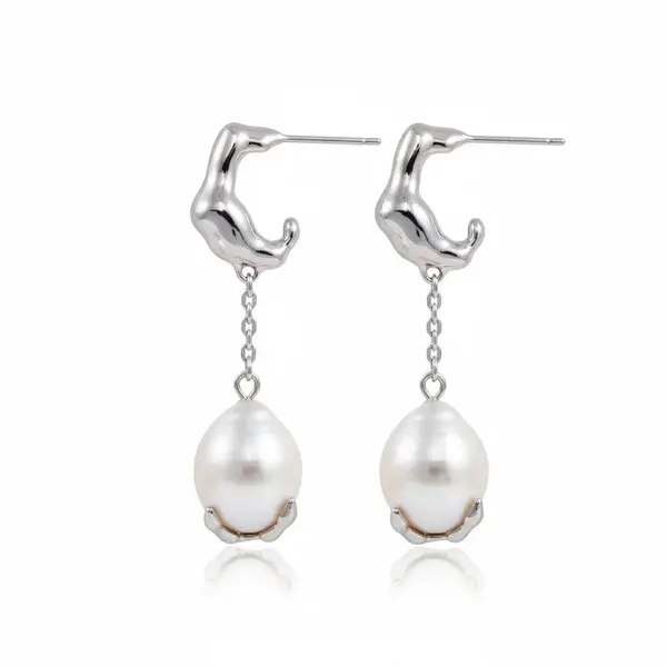 ANGEL BAROCCO Baroque Pearl Hook Dangle Earrings - Silver