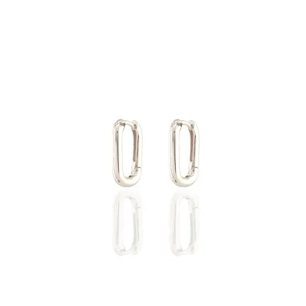 Kris Nations Oval Huggie Hoop Earrings - Silver