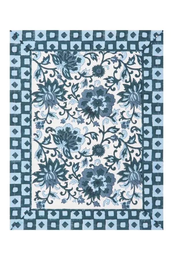 NOLOGO-CHIC Bordered Mat Place Mat Cotton Royal - Blue