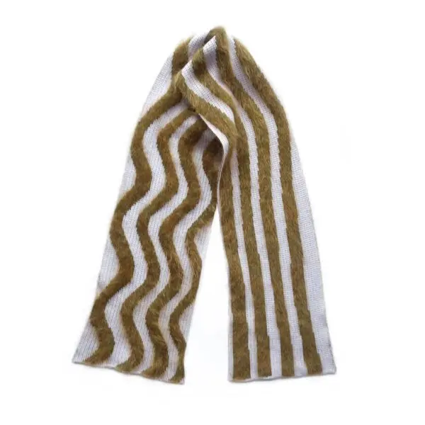 CCY CURRENCY Brown / Grey Striped Scarf Pebble / Hay - Brown/grey
