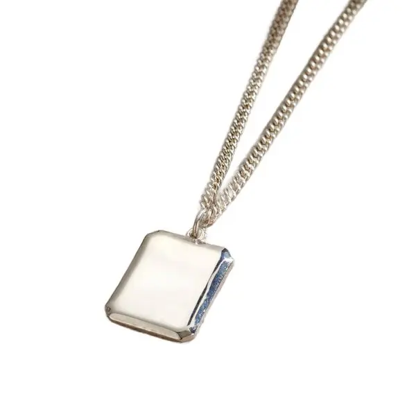 POSH TOTTY DESIGNS Sterling Bevelled Tag Pendant Necklace - Silver