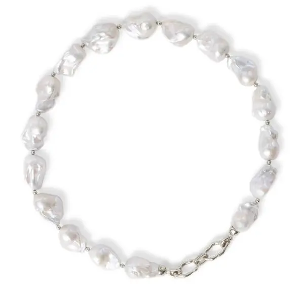 CLASSICHARMS Marina Baroque Pearl Choker Necklace - Silver
