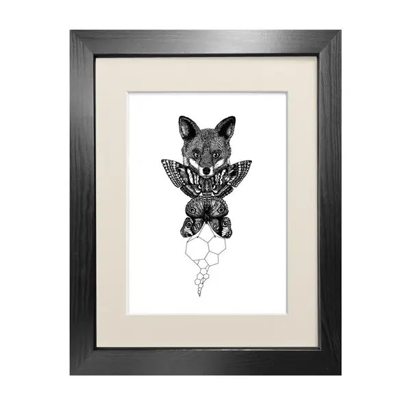 EMILY CARTER The Fox' Fine Art Print A5 - Black