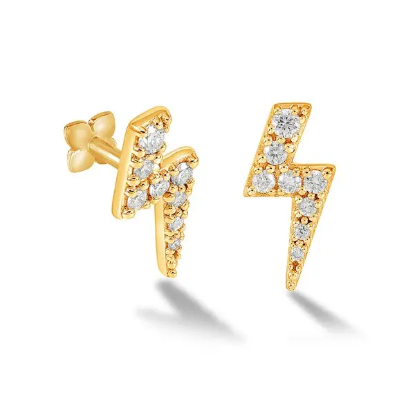DOWER & HALL Solid Diamond Ziggy Bolt Labret Single - Gold