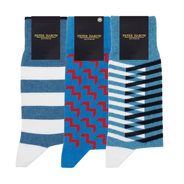 PEPER HAROW - MADE IN ENGLAND Peper Harow Organic Cotton Socks Bundle Made In England - Blue