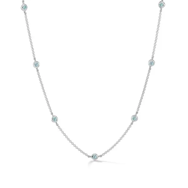 DOWER & HALL Aquamarine Dewdrop Chain Necklace - Silver