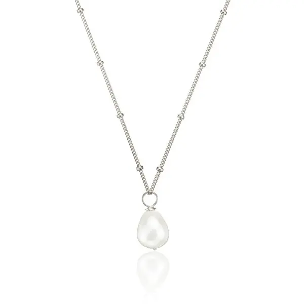 LILY & ROO Large Pearl Satellite Necklace - Silver