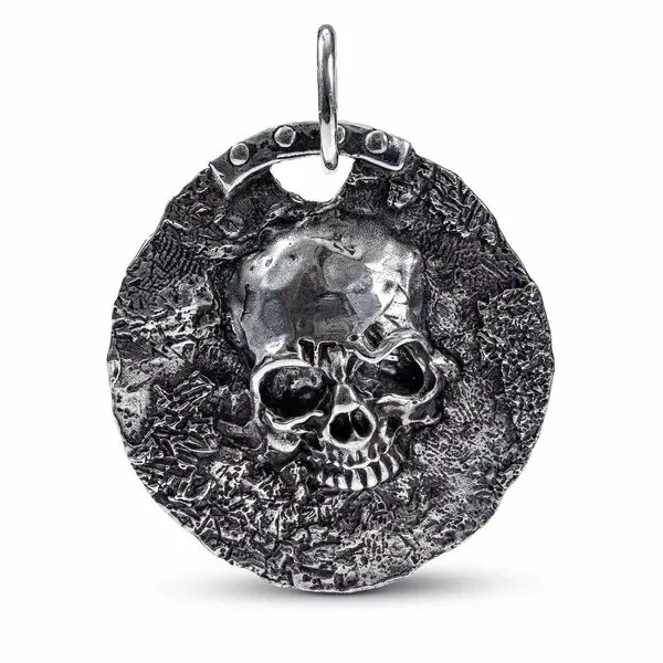GERMAN KABIRSKI Aziel Skull Relief Pendant - Silver