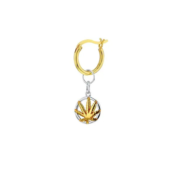 TRUE ROCKS Gold Plated Hoop With Leaf Charm - Gold/silver