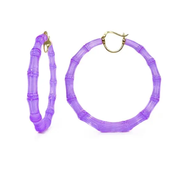 GOLD & HONEY Xl Bamboo Hoop Earrings - Gold/purple