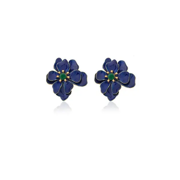 MILOU JEWELRY Navy Violetta Flower Earrings - Blue