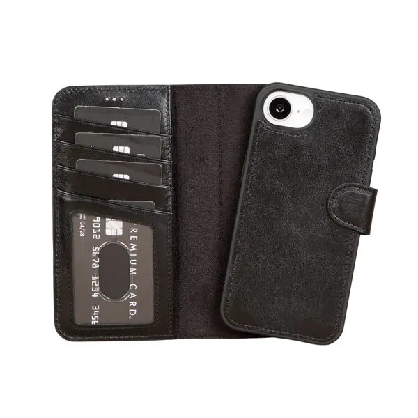 LEATHERE Iphone Onaltı E Leather Wallet Case Brooklyn - Black