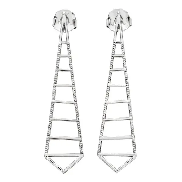 LUCY QUARTERMAINE Solid Sterling Egyptian Pyramid Dangle Earrings - Silver