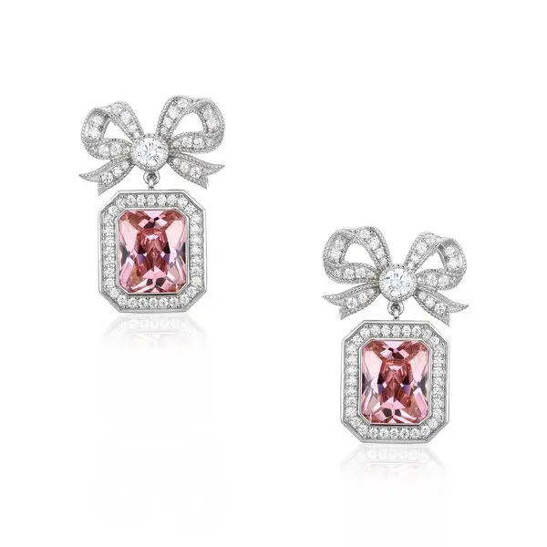SANTINNI Empress Bow Earrings - Orange/silver
