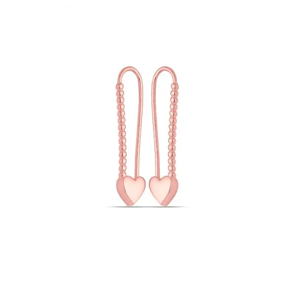 SPERO LONDON Heart Beaded Safety Pin Sterling Silver Earrings - Rose Gold