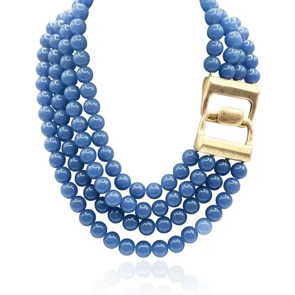 MICHAEL NASH JEWELRY Irena Four Strand Agate Resin Bead Necklace - Blue