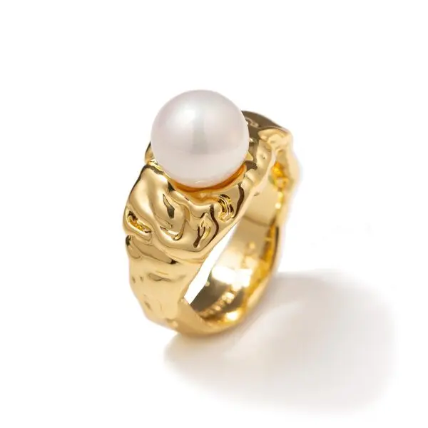 CLASSICHARMS Nora Molten Pearl Ring - Gold