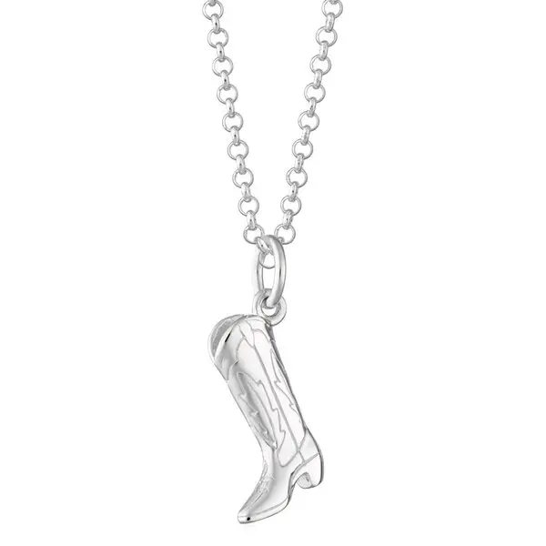 SCREAM PRETTY Cowboy Boot Charm Pendant Necklace - Silver