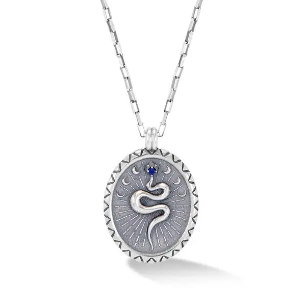 DOWER & HALL Snake Talisman Necklace In Oxidised - Silver