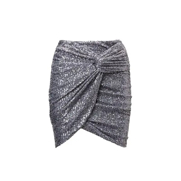 BLUZAT Sequin Knot Detail Skirt