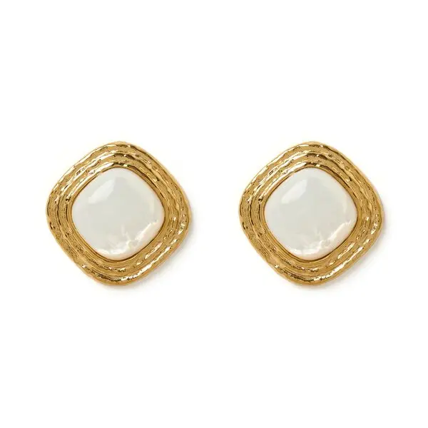 ARMS OF EVE Ophelia Mother Of Pearl Stud Earrings - Gold/white