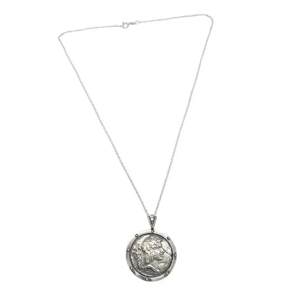 TG-JEWELLERY BY TAMARA GERVASIO Sterling Silver Ancient Coin Pendant Necklace - Silver/black