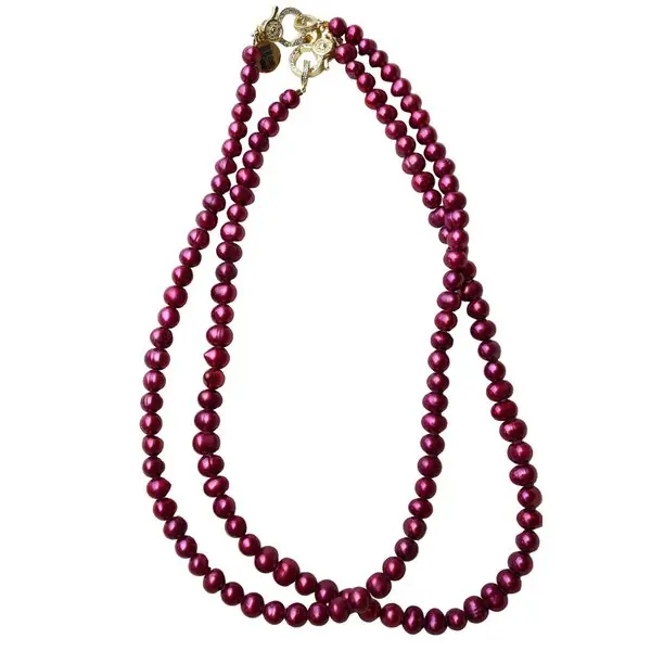 TAYLOR REESE Freshwater Pearl Necklace - Gold/red
