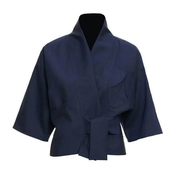 MOE Name' Wool Vest Jacket With Front Pockets - Blue