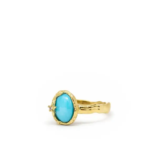 VINTOUCH ITALY Ad Astra Turquoise Ring - Blue/gold