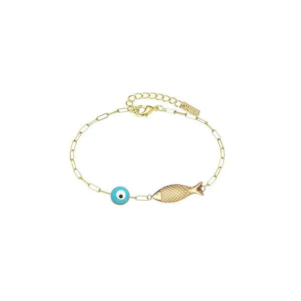 ADRIANA PAPPAS DESIGNS Fisheye Chain Bracelet - Gold/blue