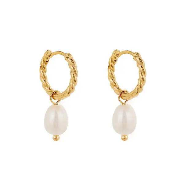 BALLINGER Rope & Freshwater Pearl Small Hoop Earrings