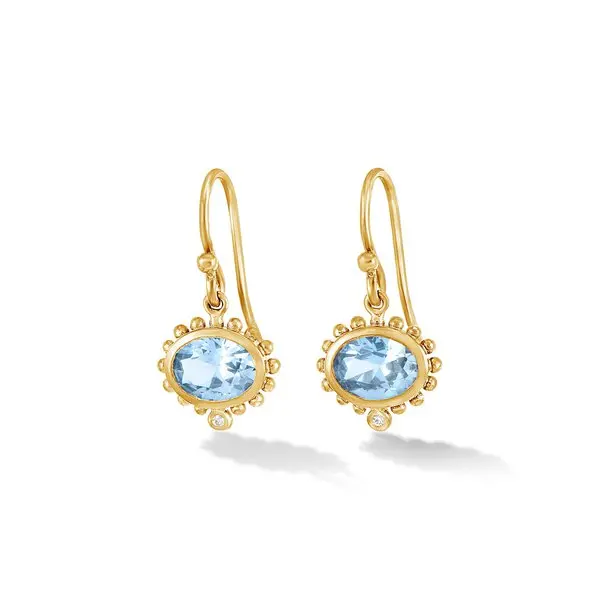 DOWER & HALL Fine Yellow Gold Anemone Drop Earrings - Gold/blue