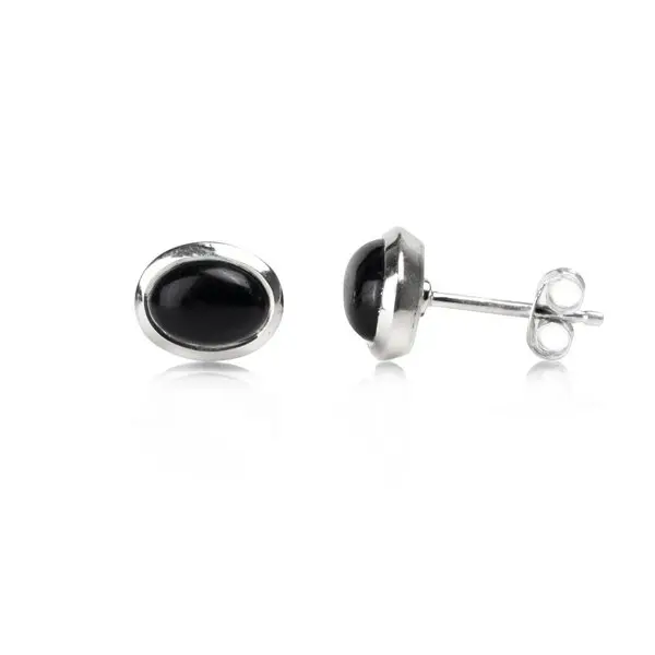 THE JEWELLERY STORE LONDON Silver Black Onyx Stud Earrings - Silver/black