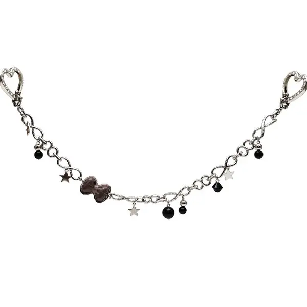 FARRA Smoky Quartz Bowknot Bag Charm - Black