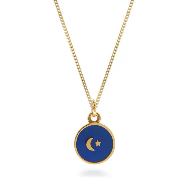LIME TREE DESIGN Moon & Star Gold Vermeil Necklace - Blue