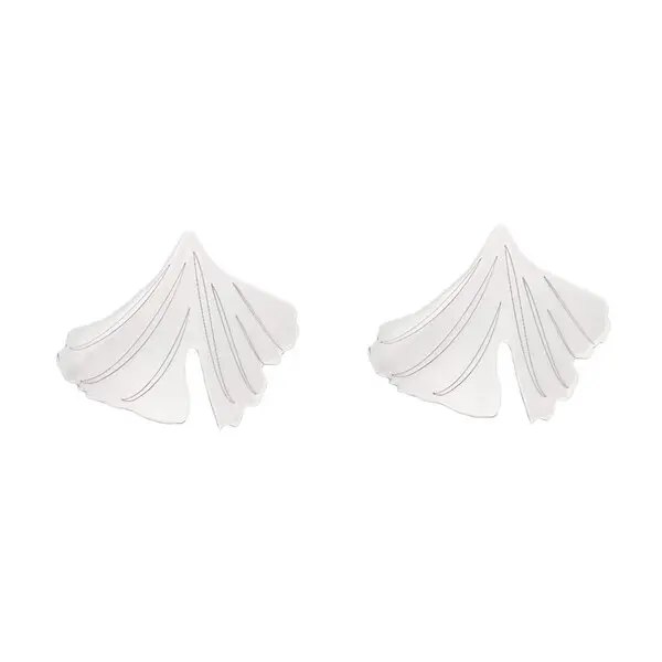 SILVER MOON Sterling Ginkgo Leaf Earrings - Silver