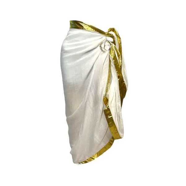 JULIA CLANCEY Linen Pendant Sarong - White