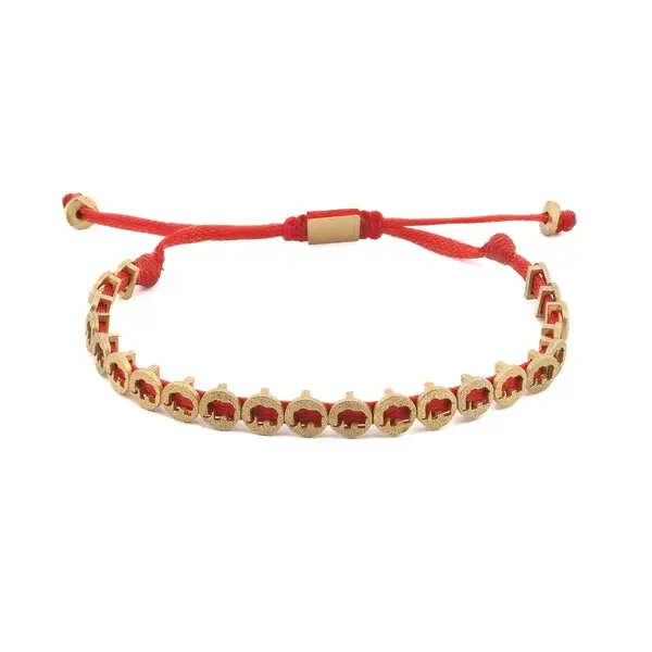 EBRU JEWELRY Lucky Elephant Charm Bracelet - Gold/red