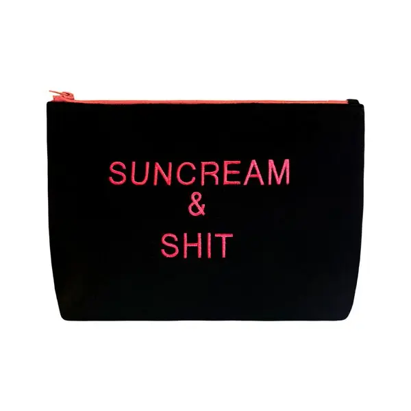 LILLY LOVES Embroidered Pouch - Black