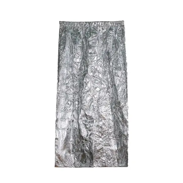 ATS THE LABEL Metallic Crepe Emboss Midi Skirt
