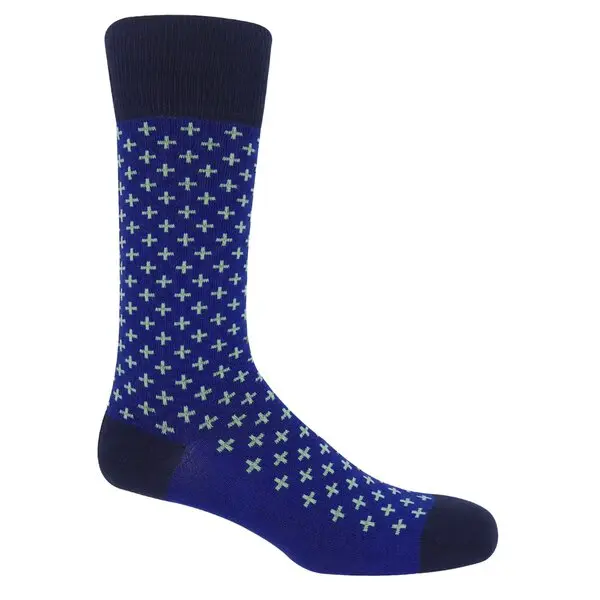 PEPER HAROW - MADE IN ENGLAND Peper Harow Crosslet Crew Socks - Blue