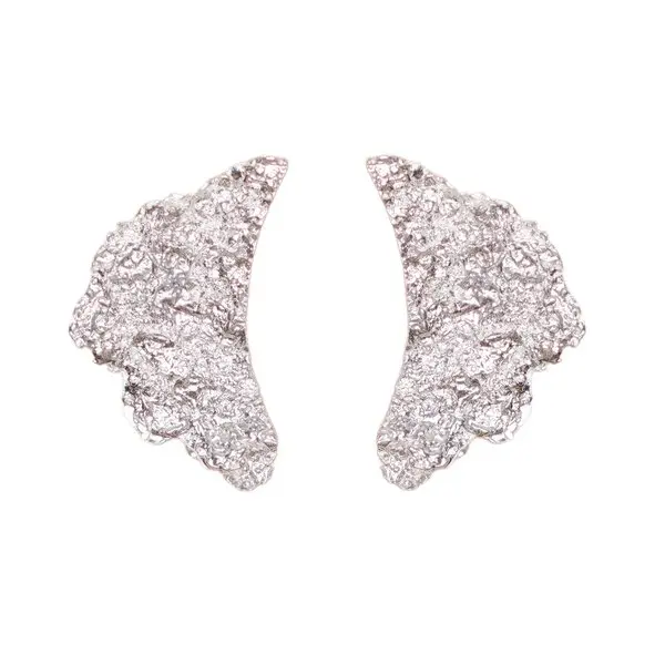 BELLATRICK Wing Moon Texture Rhodium-plated Earrings - Silver