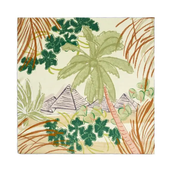 LOST PATTERN Green / Brown Little Dix Bay Large Silk Scarf - Green/brown