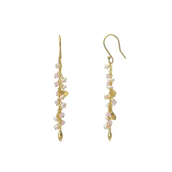 SPERO LONDON Gold Baroque Pearl Drop Sterling Silver Earrings - Gold/pink