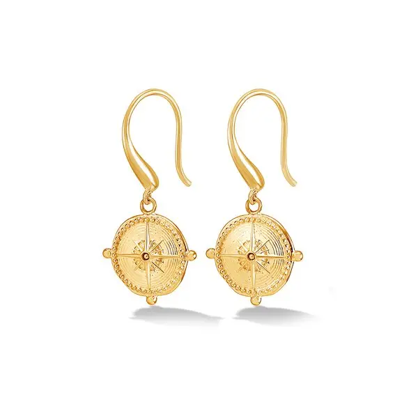 DOWER & HALL True North Talisman Drop Earrings - Gold