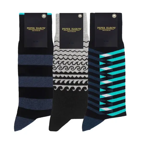 PEPER HAROW - MADE IN ENGLAND Organic Cotton Crew Socks Bundle - Black