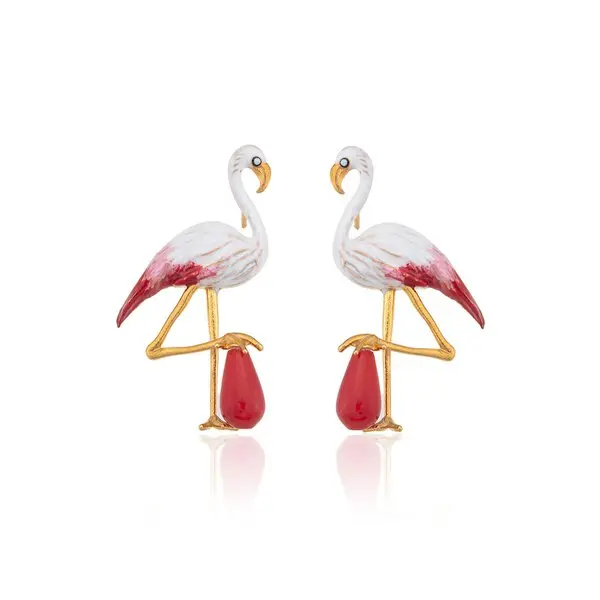 MILOU JEWELRY Flamingo Drop Earrings - White
