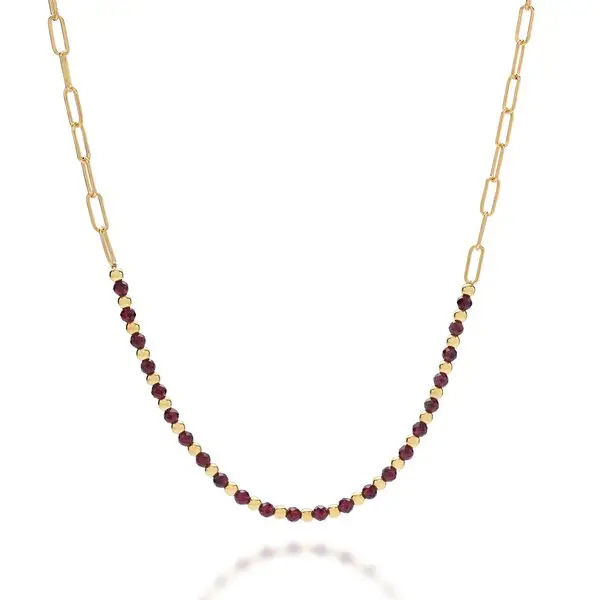 NELLOU JEWELLERY Garnet Gem Shine Necklace - Red