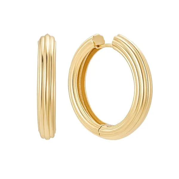 NAZZAR Medium Ribbed Tube Hoop Earrings - Gold